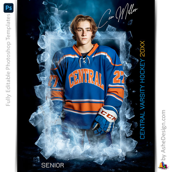 Amped Effects - Ice Framed Sports Poster Template For Photoshop – AsheDesign