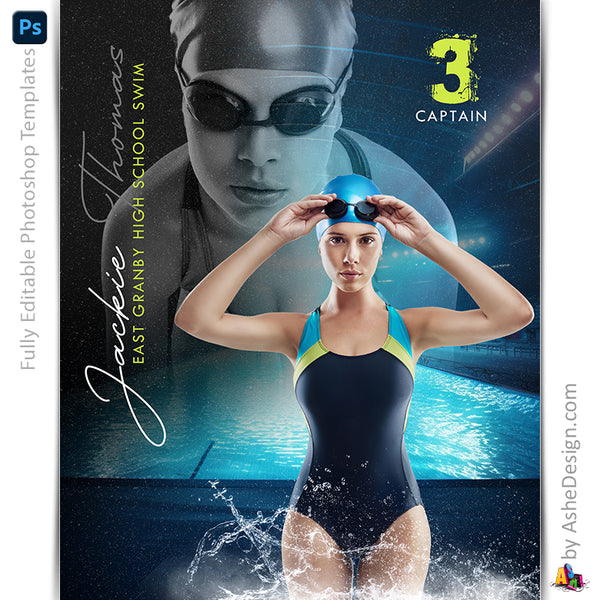Amped Effects - Reflection Swim Poster Template For Photoshop – AsheDesign
