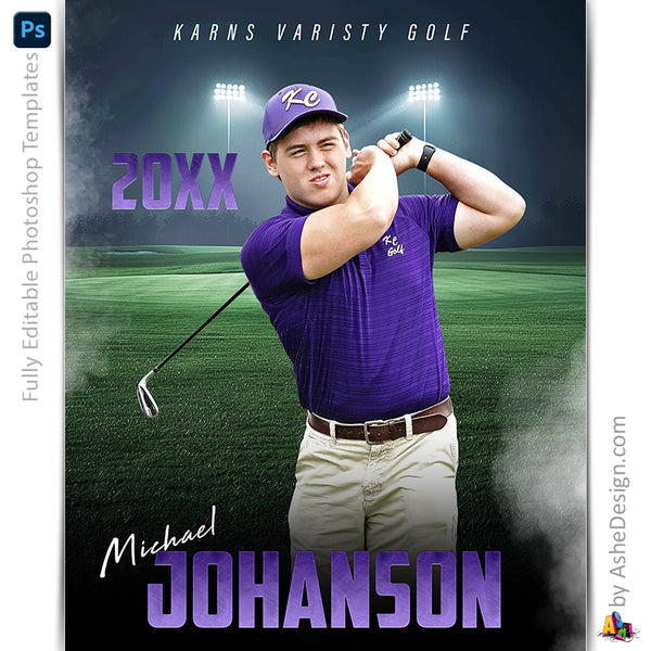 Amped Effects - Stadium Lights Golf Poster Template For Photoshop – AsheDesign