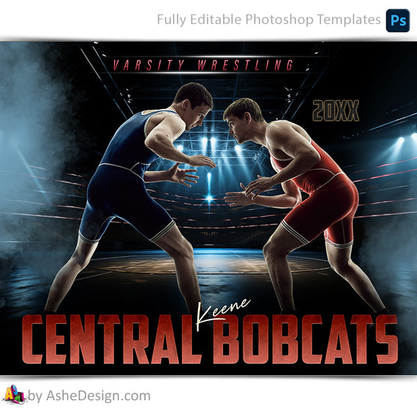 Amped Effects - Stadium Lights Wrestling Team Poster Template For Phot – AsheDesign