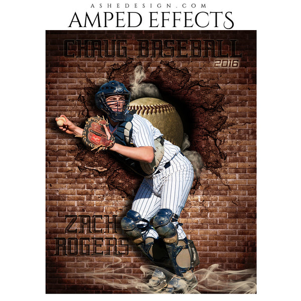 Amped Effects - Brick Blowout - Baseball Poster Template For Photoshop – AsheDesign
