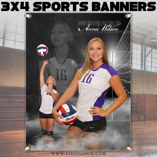 3x4 Amped Sports Banner Photoshop Templates | Dream Weaver Volleyball ...