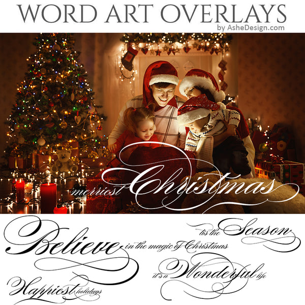 Word Art Overlays | Holiday Elegance – AsheDesign
