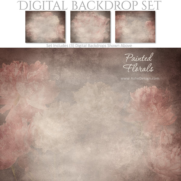 Digital Backdrop Set - Painted Florals – AsheDesign