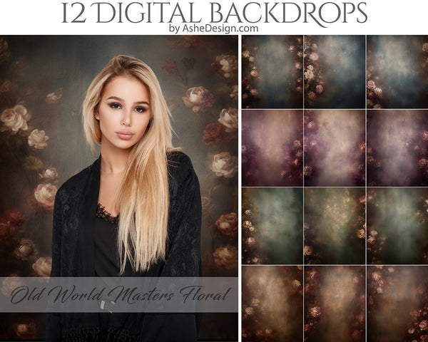 Ashe Design | Digital Photography Backdrops | Old World Masters Floral ...