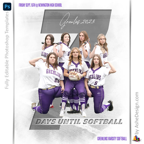 Amped Effects - Countdown Softball Sports Poster Template For Photosho ...