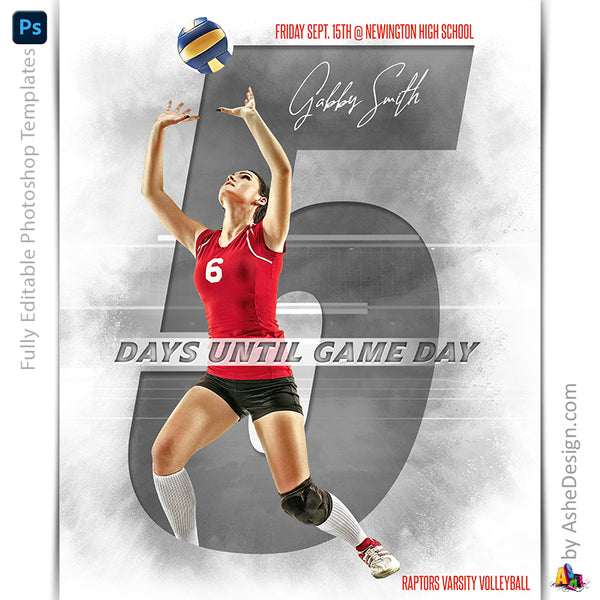 Amped Effects - Countdown Volleyball Sports Poster Template For Photos ...