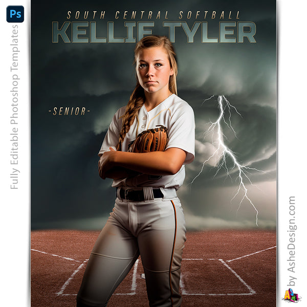 Amped Effects - Cyclone Softball Sports Poster Template For Photoshop ...