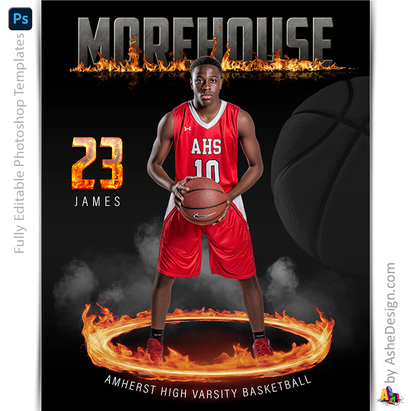 Amped Effects - Playing With Fire - Basketball Poster Template For Pho ...