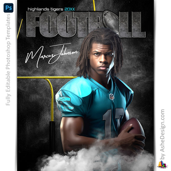 Amped Effects - Rocked Football Poster Template For Photoshop – AsheDesign
