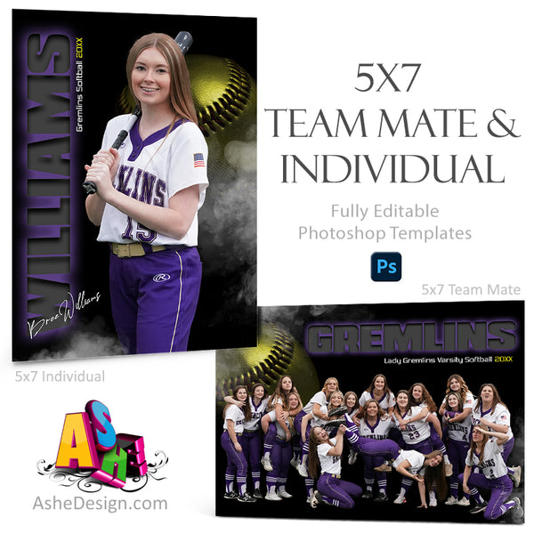 Ashe Design | 5x7 Team Mate & Individual | From The Shadows | Softball ...