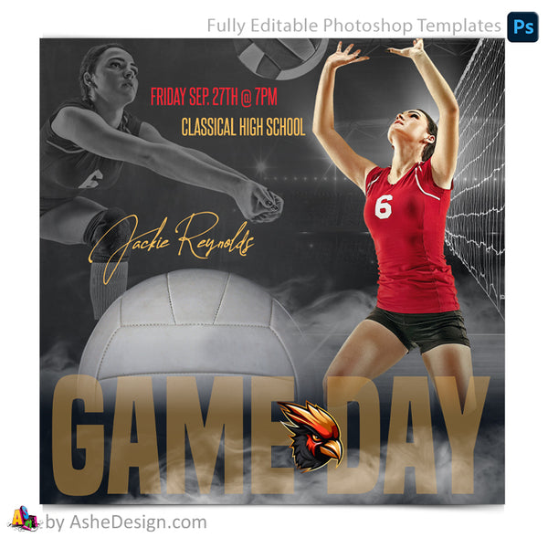 Game Day Social Media Template for Photoshop - Dream Weaver Volleyball ...