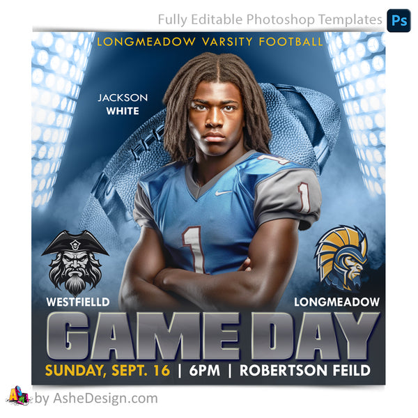 Ashe Design | Game Day Social Media Template for Photoshop | Smokey ...