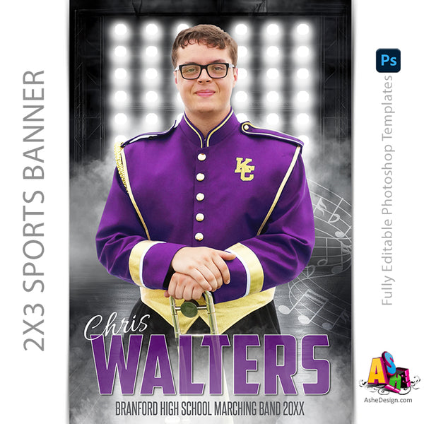 Ashe Design | 2x3 Amped Sports Banner Photoshop Template | Side Lights ...