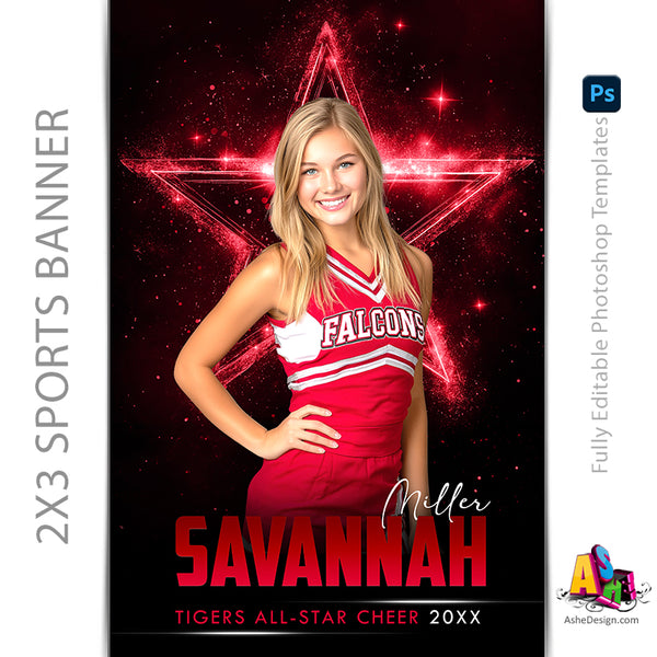 Ashe Design | 2x3 Amped Sports Banner Photoshop Template | Sparkling ...