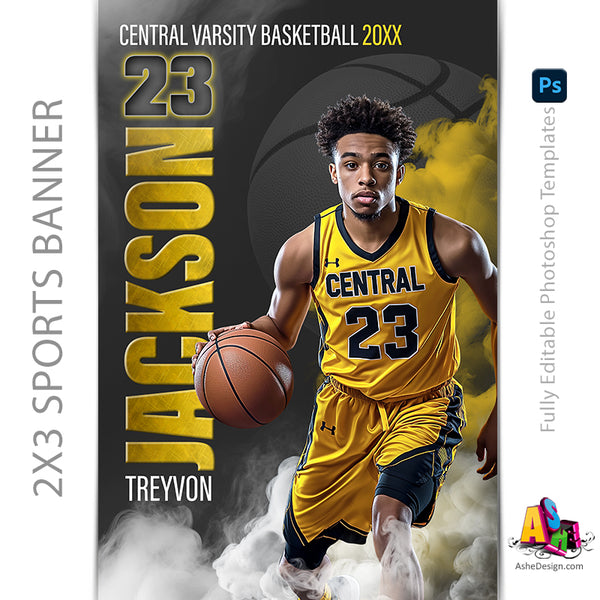 Ashe Design | 2x3 Amped Sports Banner Photoshop Template | Sports ...