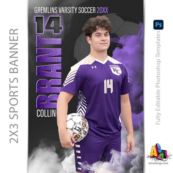 Ashe Design | 2x3 Amped Sports Banner Photoshop Template | Sports ...