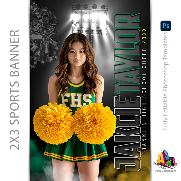 Ashe Design | 2x3 Amped Sports Banner Photoshop Template | Under The ...