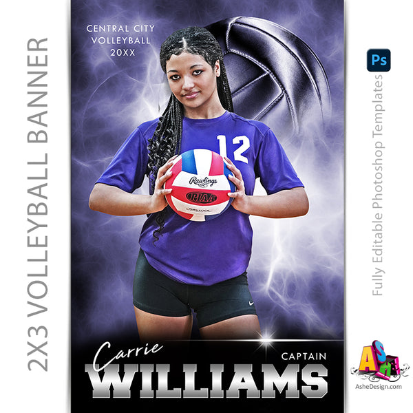 2x3 Amped Sports Banner Photoshop Template | Electric Explosion ...