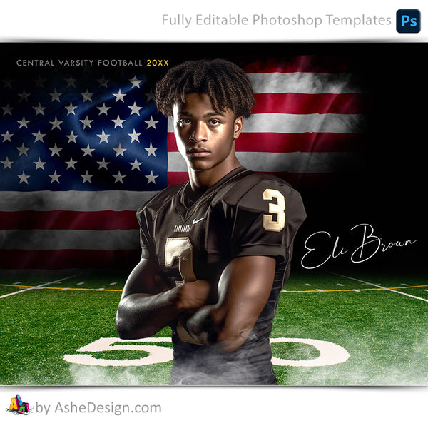 Amped Effects - American Smoke Football Poster Template For Photoshop ...