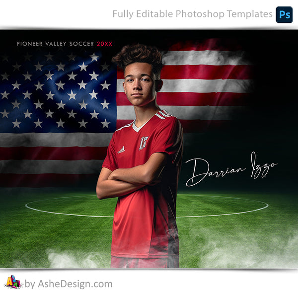 Amped Effects - American Smoke Soccer Poster Template For Photoshop ...