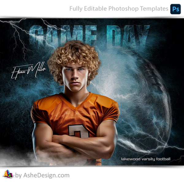 Amped Effects - Lightning Storm Football Poster Template For Photoshop ...