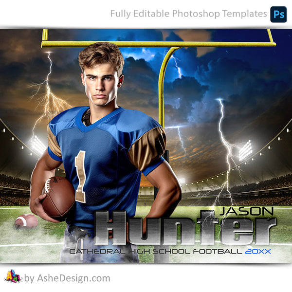Amped Effects - Lightning Strikes Football Poster Template For Photosh ...