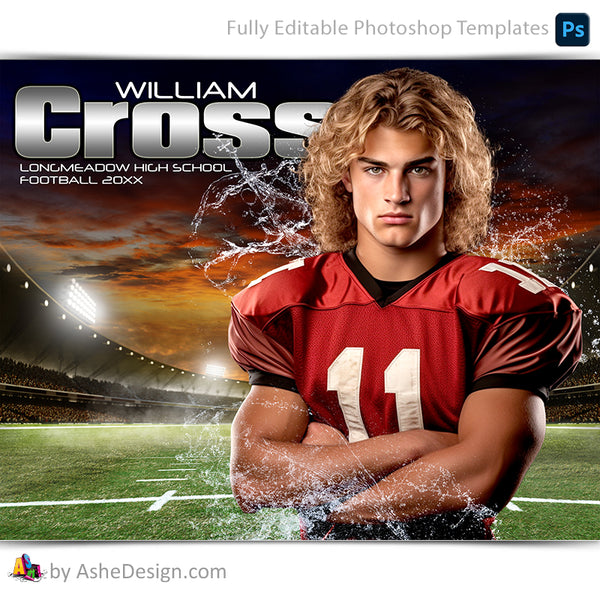 Amped Effects - Splashing Through Football Poster Template For Photosh ...