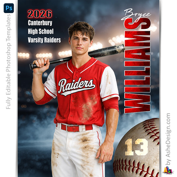 Amped Effects - Stadium Smoke Baseball Poster Template For Photoshop ...