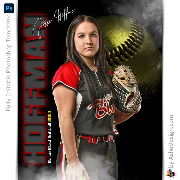 Amped Effects - From The Shadows Softball Poster Template For Photosho ...