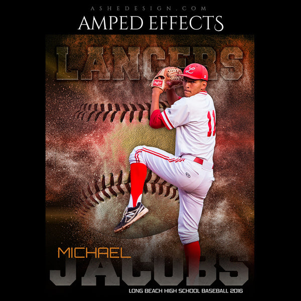 Amped Effects - Powder Explosion Baseball Poster Template For Photosho ...