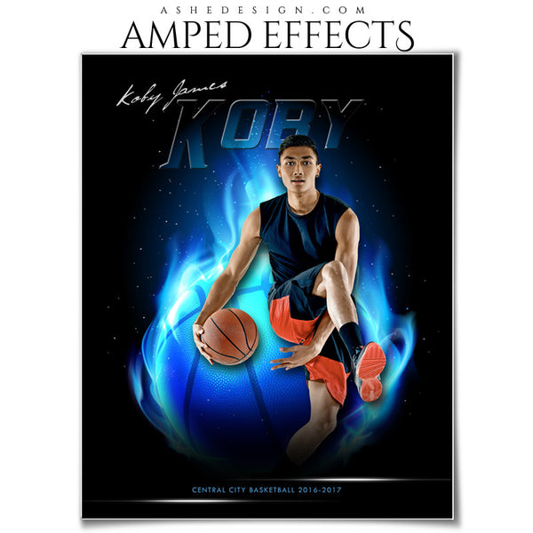 Amped Effects - Fireball - Basketball Sports Poster Template For Photo ...