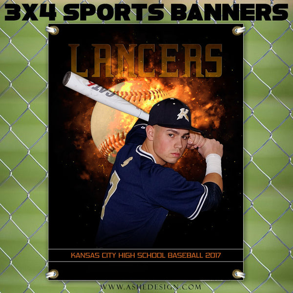 3x4 Amped Sports Banner Photoshop Templates | Backdraft Baseball ...