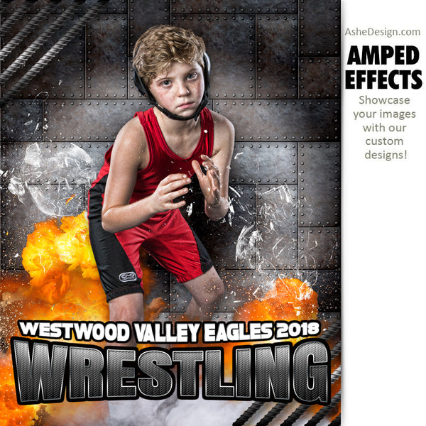 Amped Effects - Molten Wrestling Poster Template For Photoshop – AsheDesign