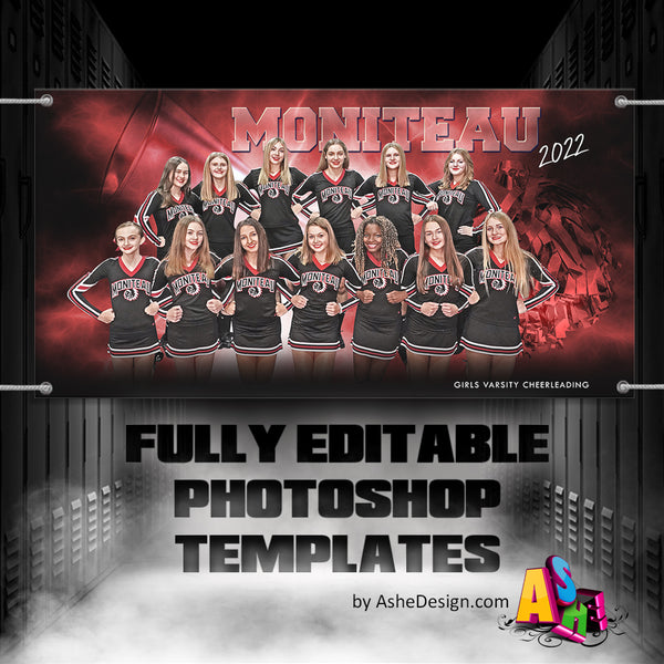 3x6 Team Sports Banner Photoshop Template | Electric Explosion Cheer ...