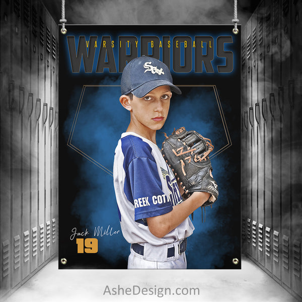 3x4 Amped Sports Banner Photoshop Template | Gold Plated Baseball ...