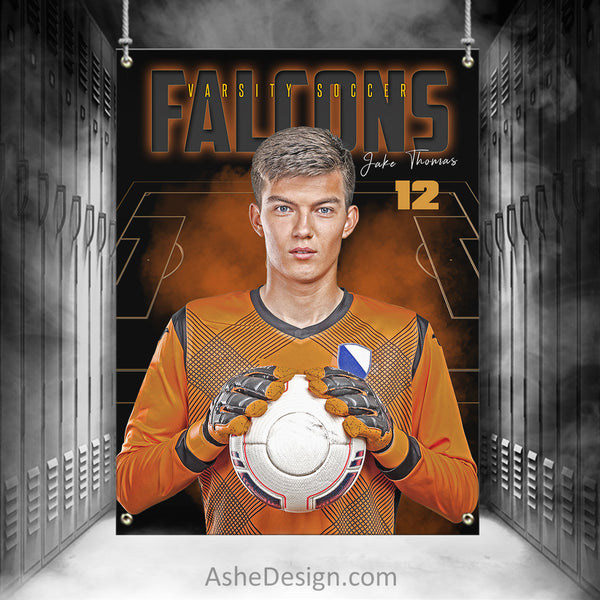 3x4 Amped Sports Banner Photoshop Template | Gold Plated Soccer ...