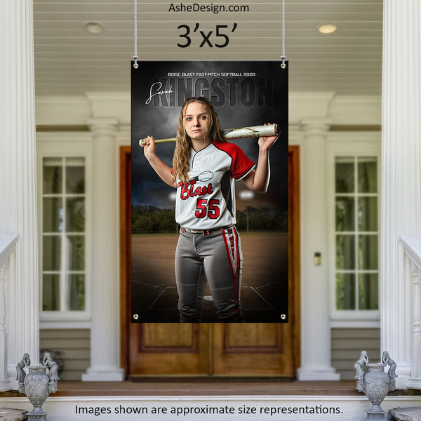 3x5 Amped Sports Banner Photoshop Template | In The Shadows Softball ...