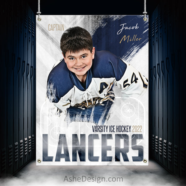 3x4 Amped Sports Banner Photoshop Template | Painted Hockey – AsheDesign