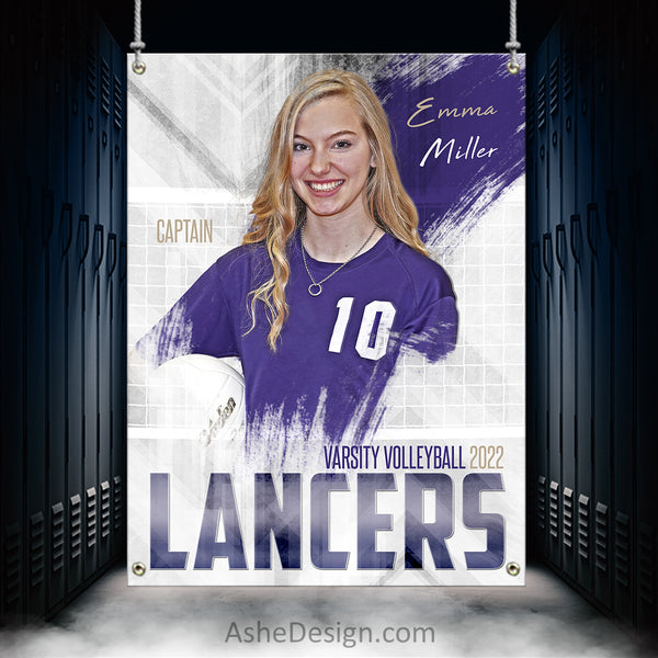 3x4 Amped Sports Banner Photoshop Template | Painted Volleyball ...