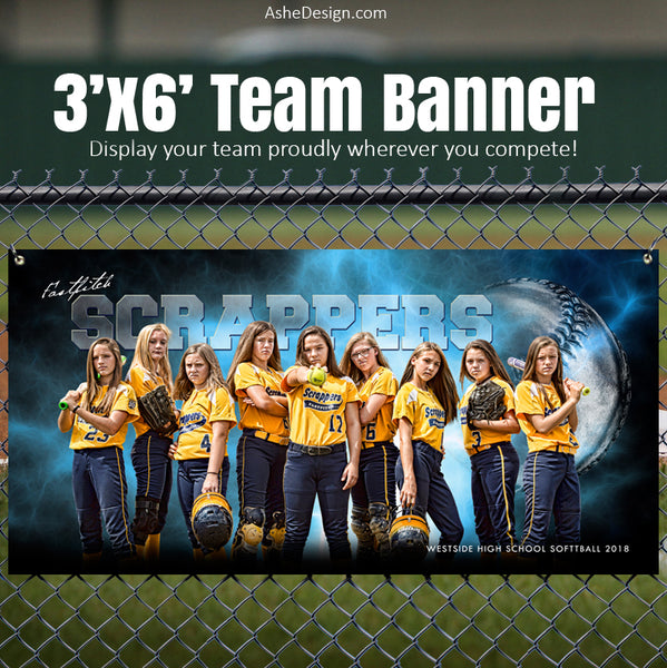 Ashe Design | 3'x6' Amped Stadium Banner | Electric Explosion Softball ...