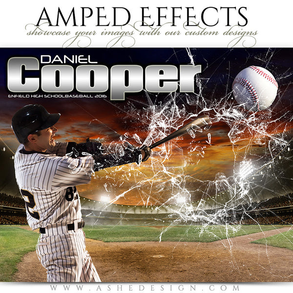 Amped Effects - Smashing Through Baseball Poster Template For Photosho ...