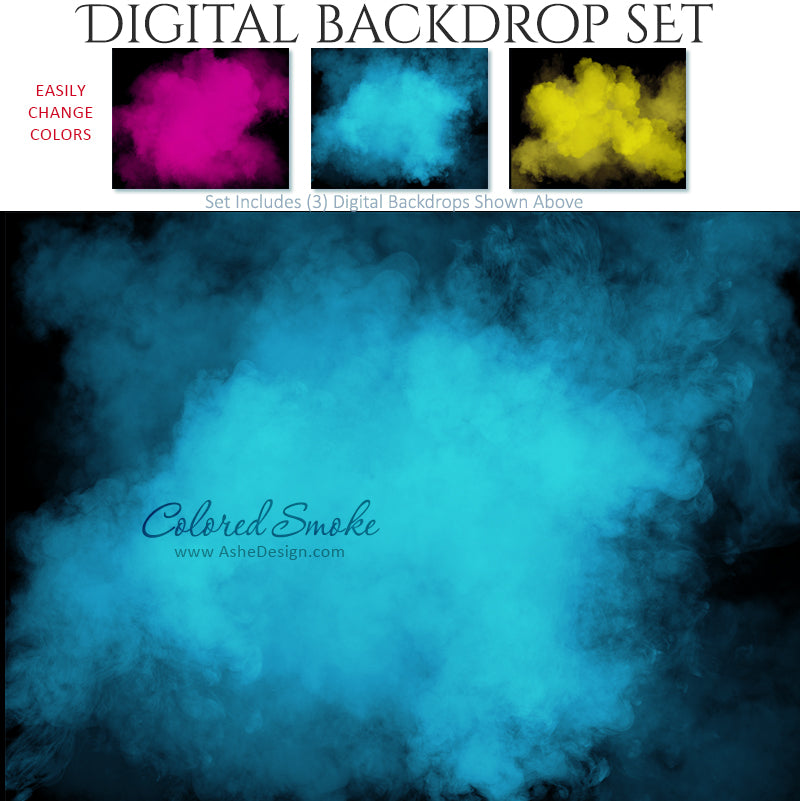Digital Backdrop Set - Colored Smoke – AsheDesign