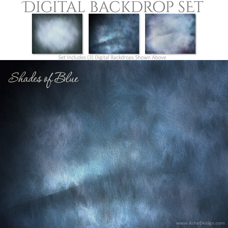 Digital Backdrop Set - Shades of Blue – AsheDesign