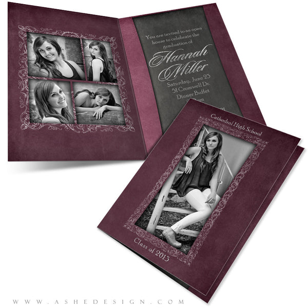 5x7 Folded Graduation Invitation | Chalkboard Senior Girl – AsheDesign