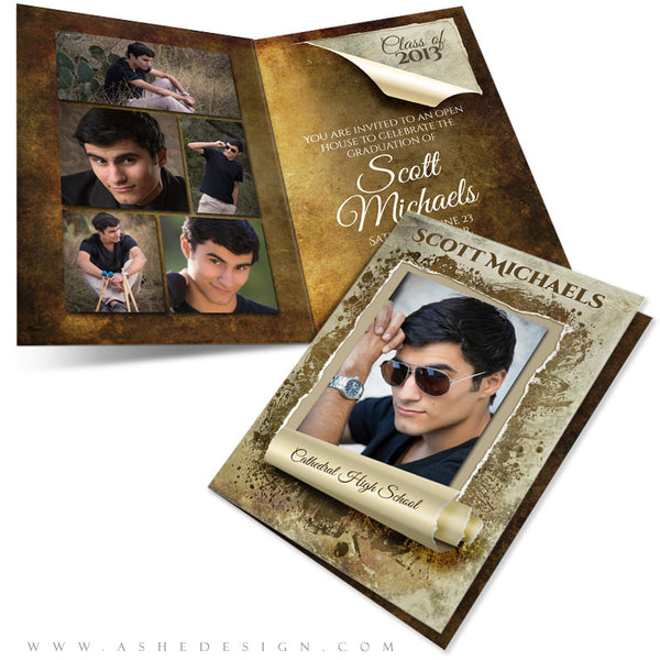 Graduation Invitation Template 5x7 Folded | Ripped – AsheDesign