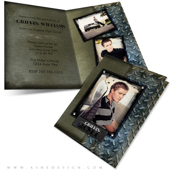 Senior Boy 5x7 Folded Graduation Invitation | Urban Blade – AsheDesign