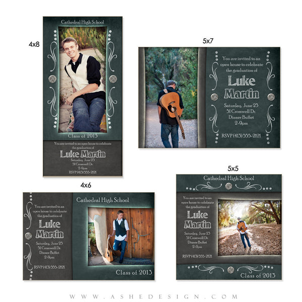 Chalkboard Senior Boy Photo Card Graduation Invitations – AsheDesign
