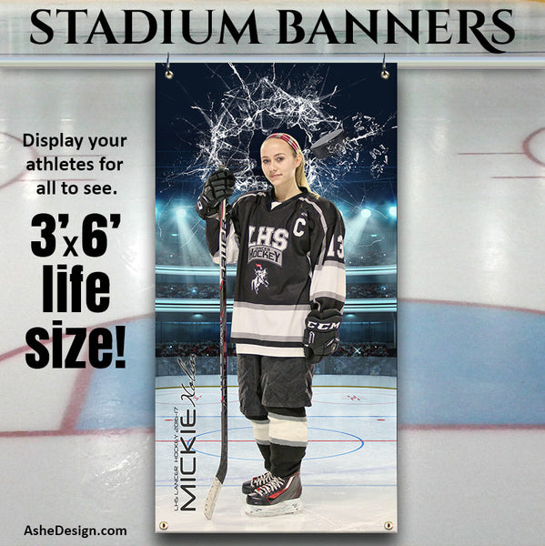 Ashe Design | 3'x6' Amped Stadium Banner | Smashing Through Hockey ...