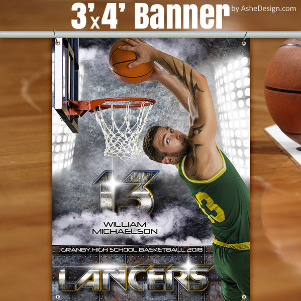 Ashe Design | 3'x4' Amped Sports Banner | Armor Basketball Template For ...